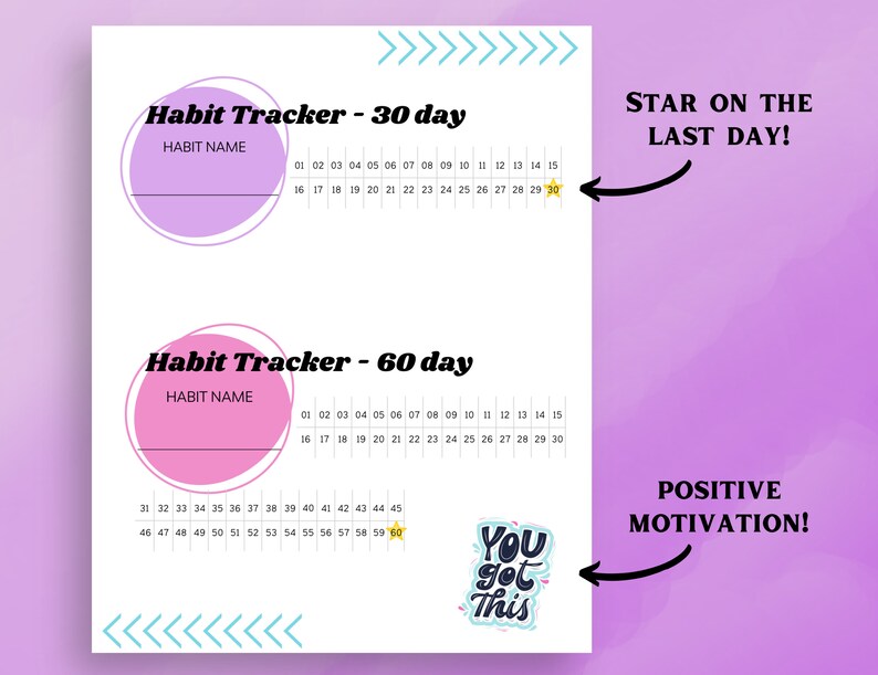 Habit Tracker | 30, 60, 90 Day | Goal Tracker | Printable - Etsy