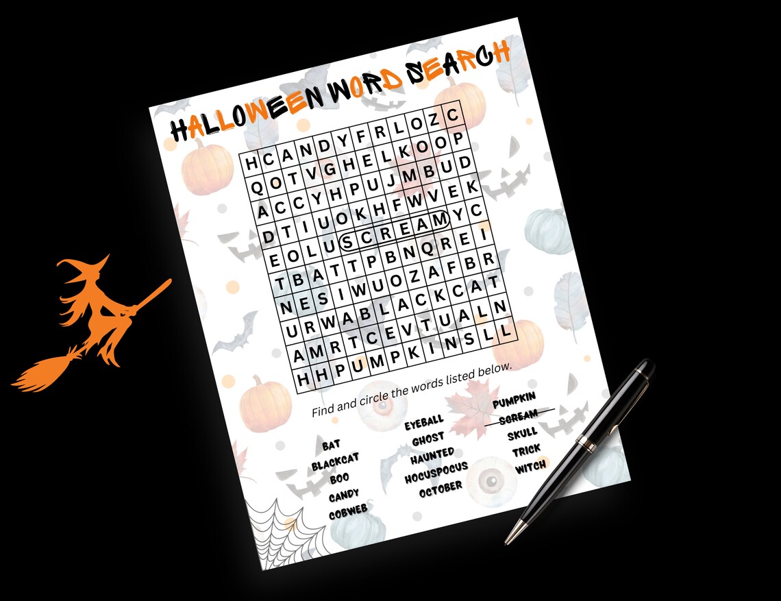 Halloween Word Search Fall Printable - Etsy