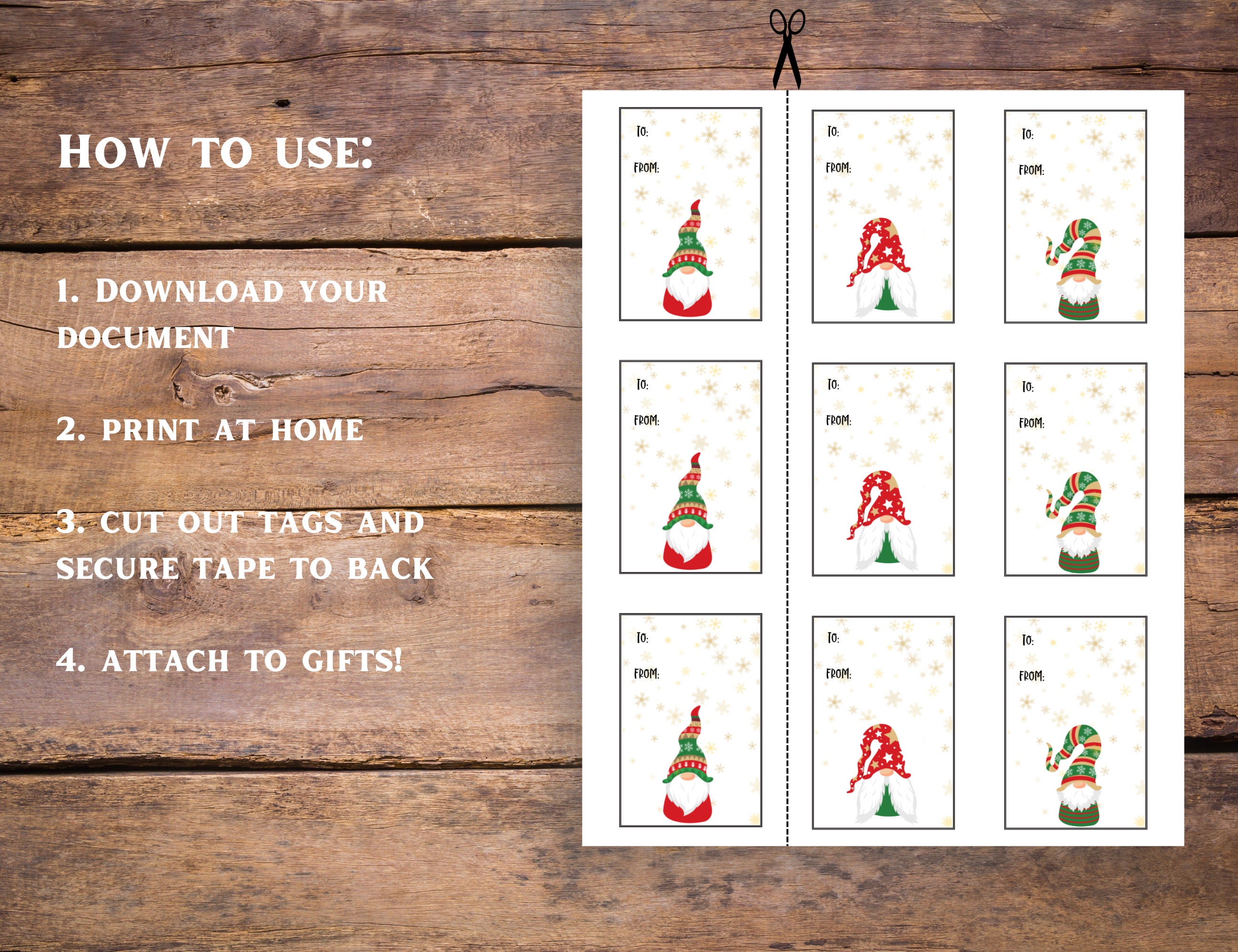 Christmas Gift Tags, Christmas Gnome, Printable, 3" X 2" - Etsy