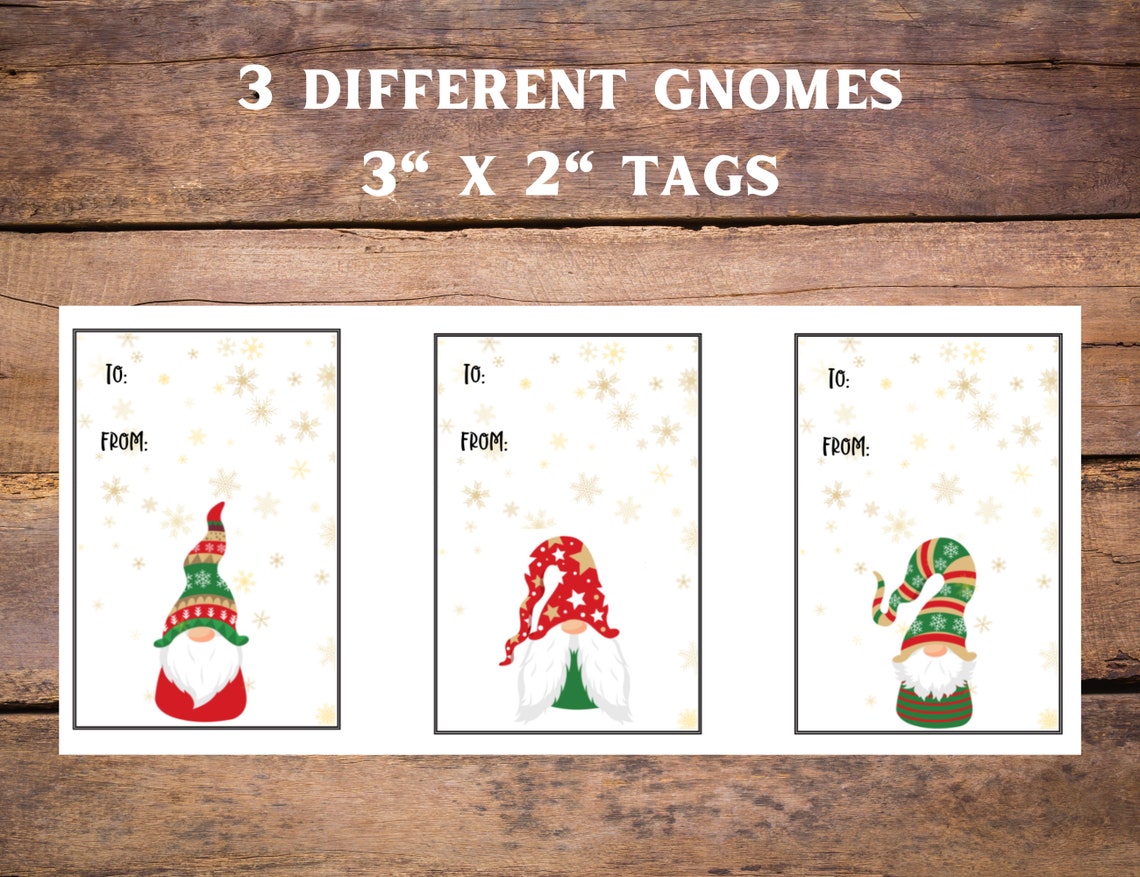 Christmas Gift Tags, Christmas Gnome, Printable, 3" X 2" - Etsy