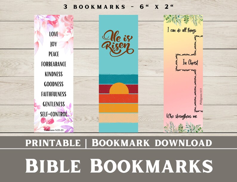 Bible Bookmark Printable, Bible Bookmark for Women, Christian Bookmarks, He is Risen ...