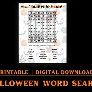 Halloween Word Search Fall Printable - Etsy