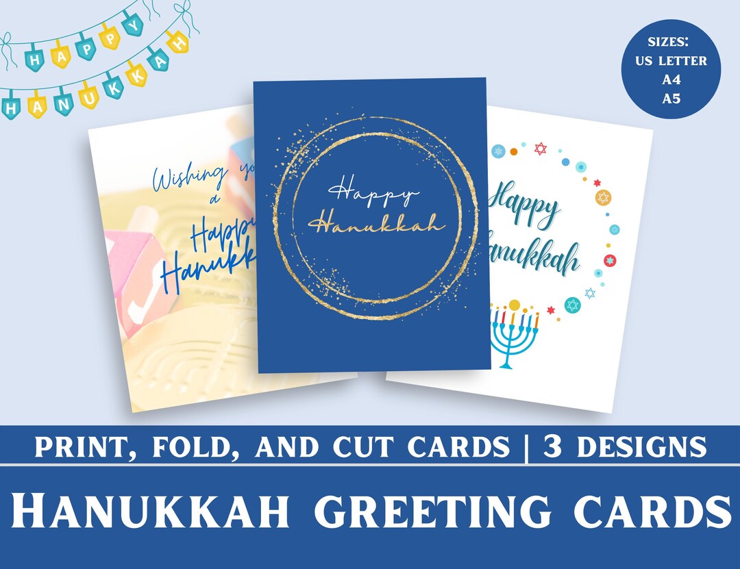 Hanukkah Greeting Cards | Printable Cards | 4" X 6" - Etsy
