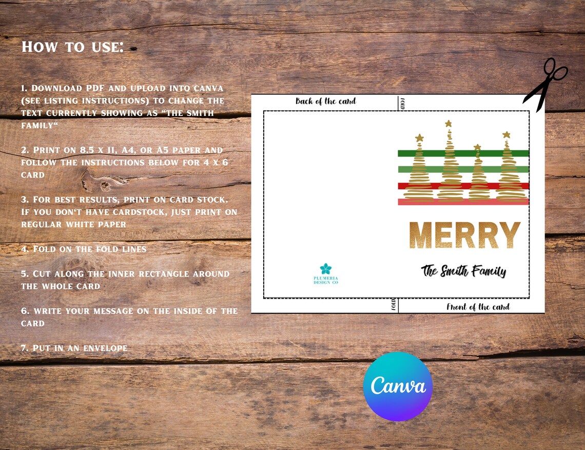 Christmas Card Printable | Editable Card | 4"x6" - Etsy