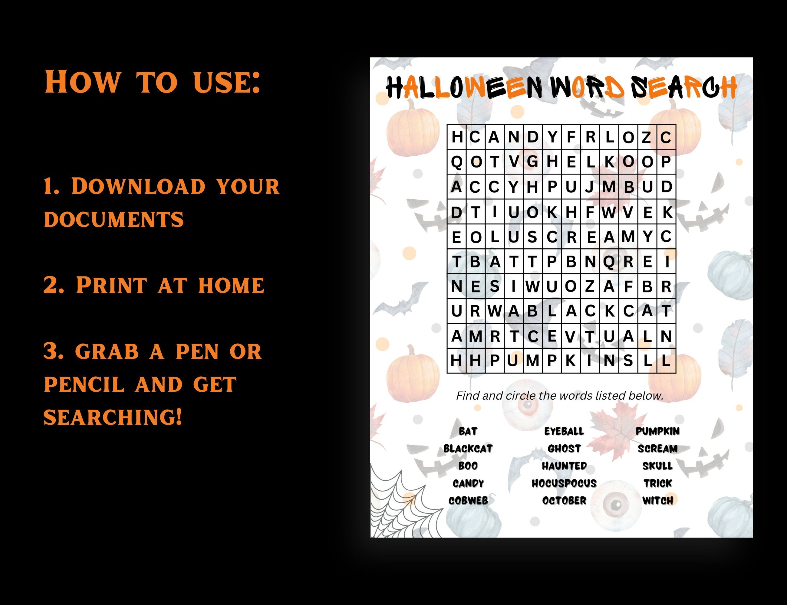 Halloween Word Search Fall Printable - Etsy