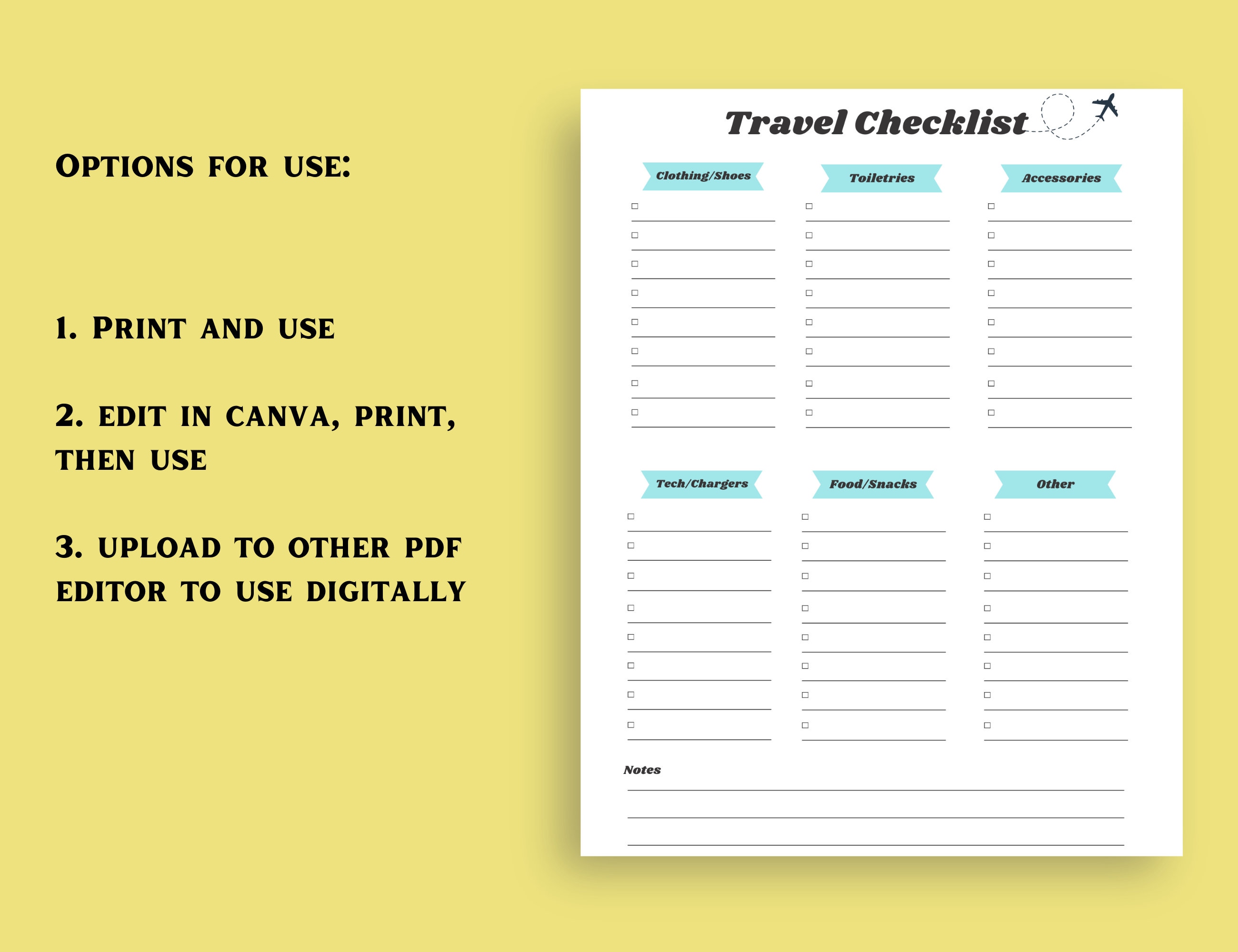 Travel Checklist | Packing List - Etsy