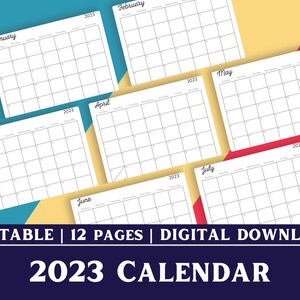 2023 Monthly Calendar, Landscape, Minimalist, Printable - Etsy