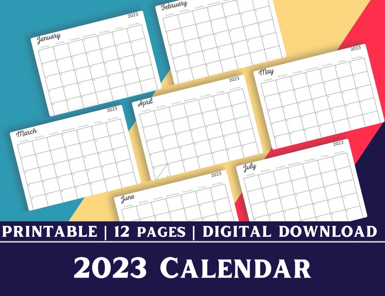 2023 Monthly Calendar, Landscape, Minimalist, Printable - Etsy