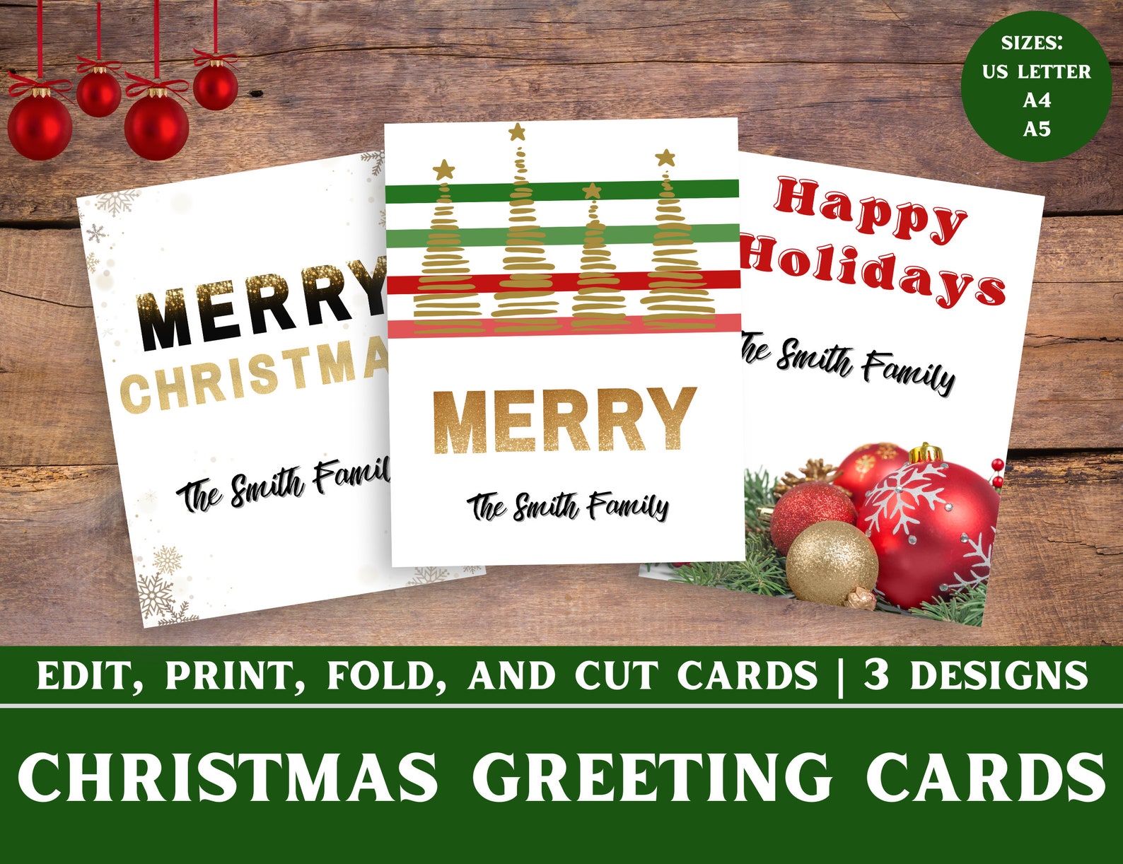 Christmas Card Printable | Editable Card | 4"x6" - Etsy