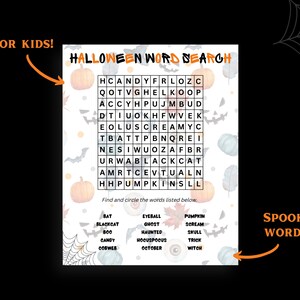 Halloween Word Search Fall Printable - Etsy