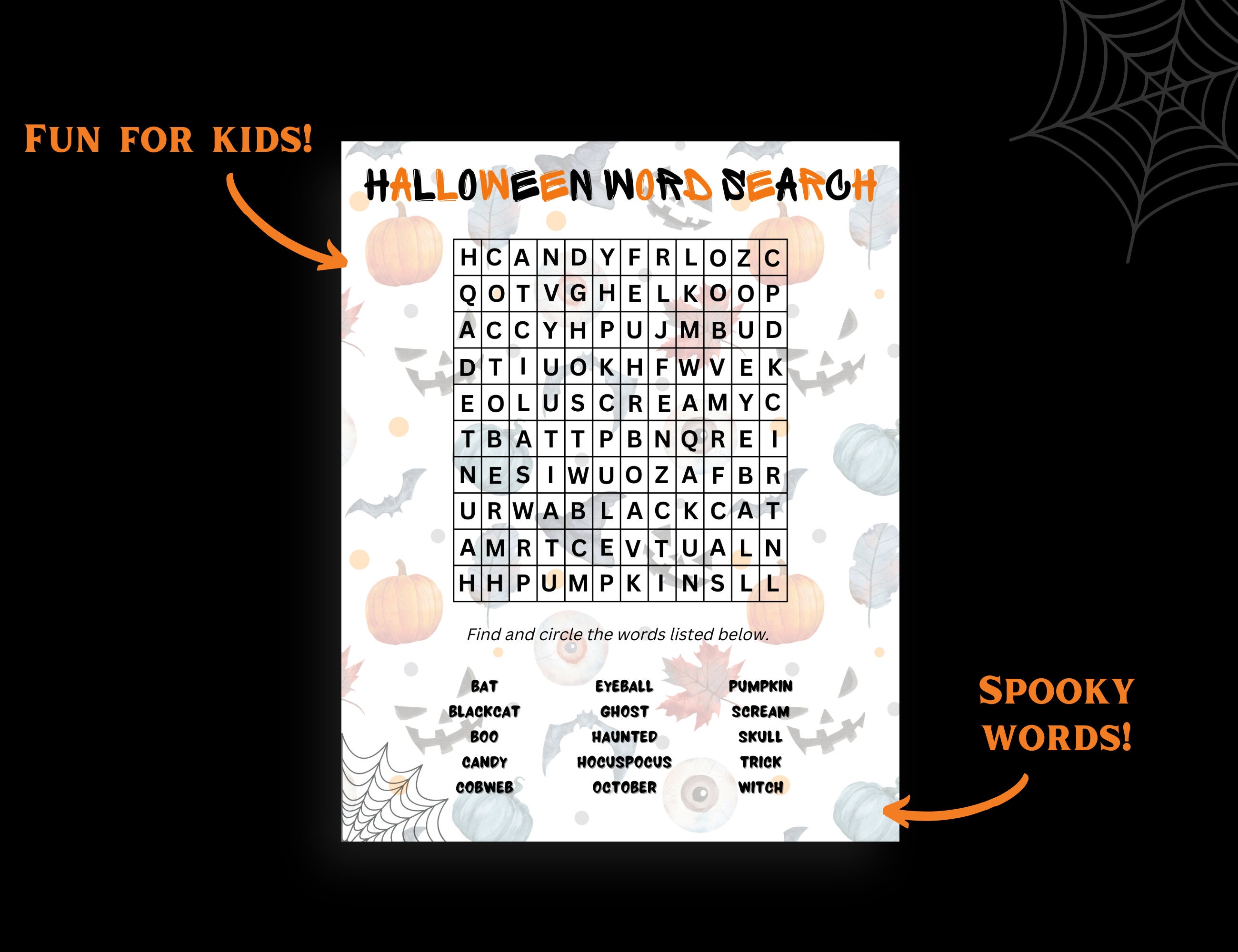 Halloween Word Search Fall Printable - Etsy