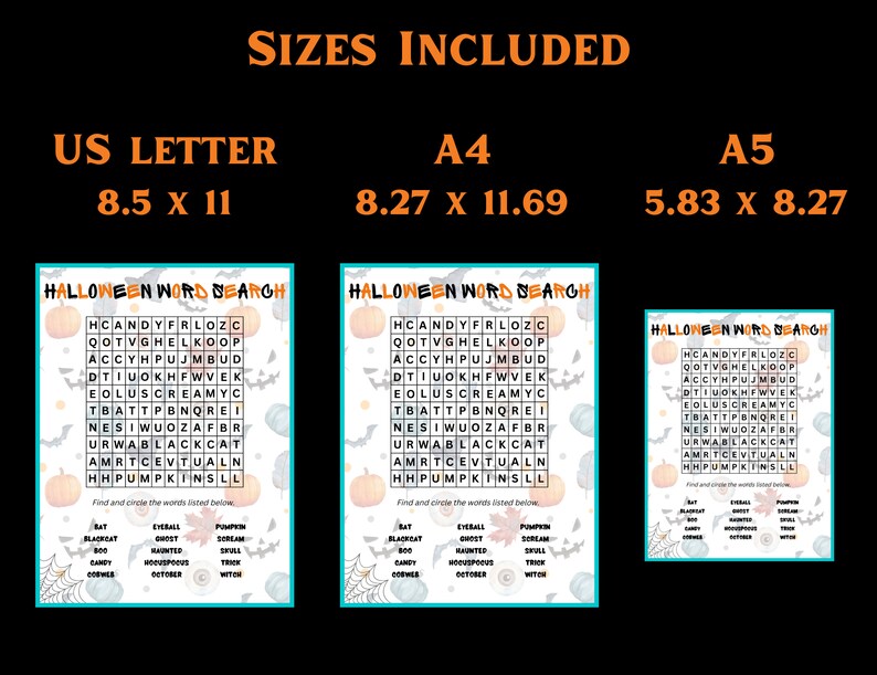 Halloween Word Search Fall Printable - Etsy