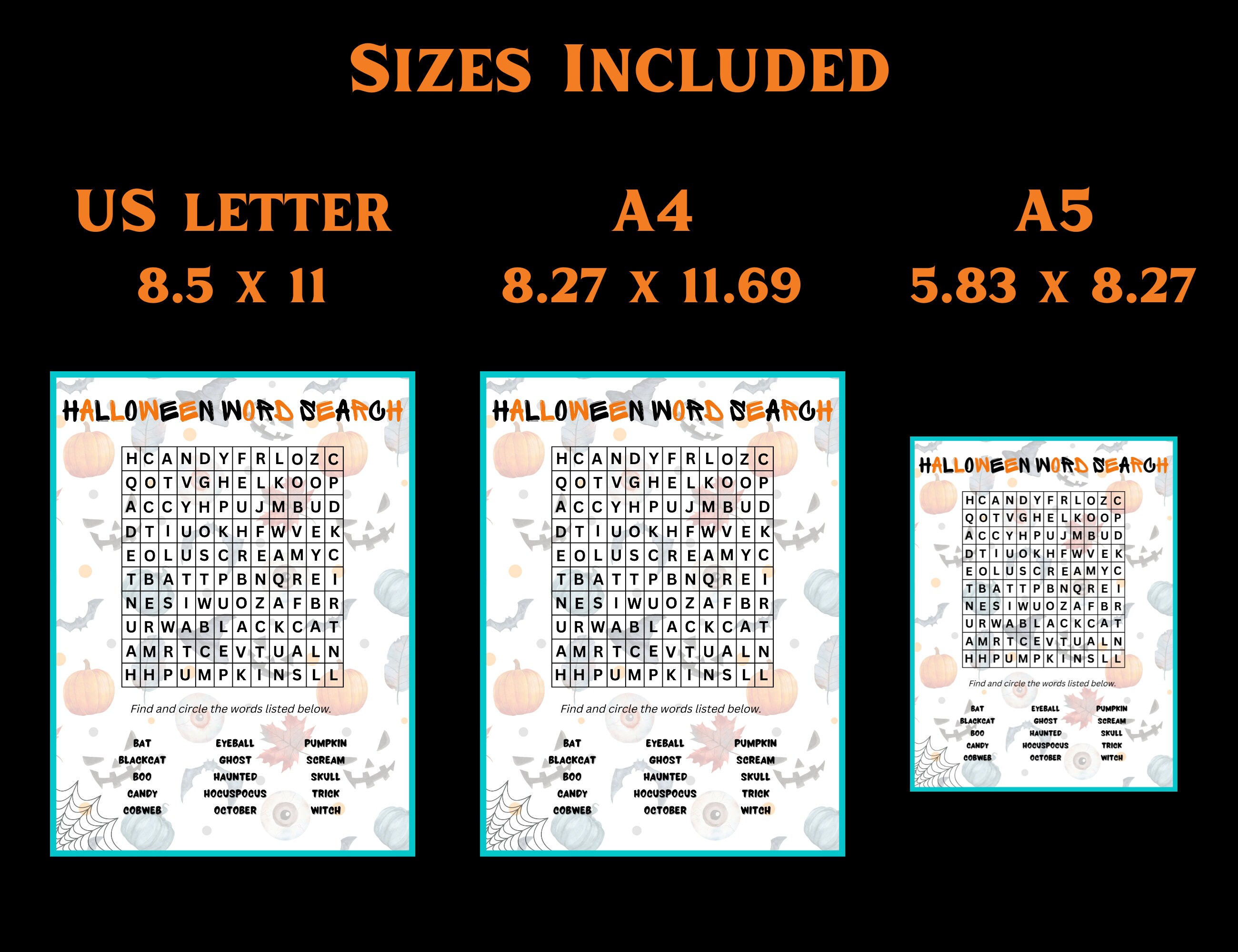 Halloween Word Search Fall Printable - Etsy