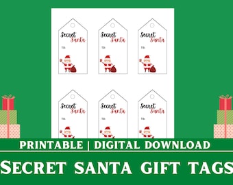 Printable Secret Santa Christmas Gift Tags Printable Gift Tags Holiday ...