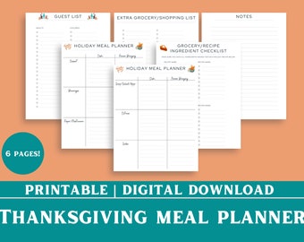 Thanksgiving Meal Planner, Shopping List, Menu Planner, Holiday ...