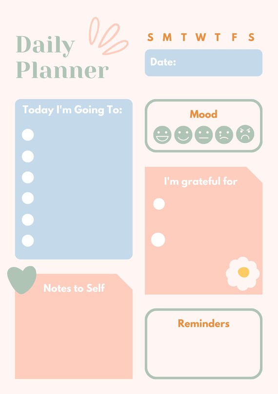 Retro Daily Planner digital Download - Etsy
