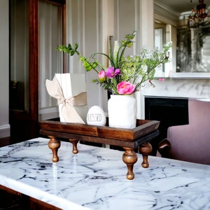 Footed Wood Riser, Wooden Tray, Bathroom Riser, Pedestal Tray ...