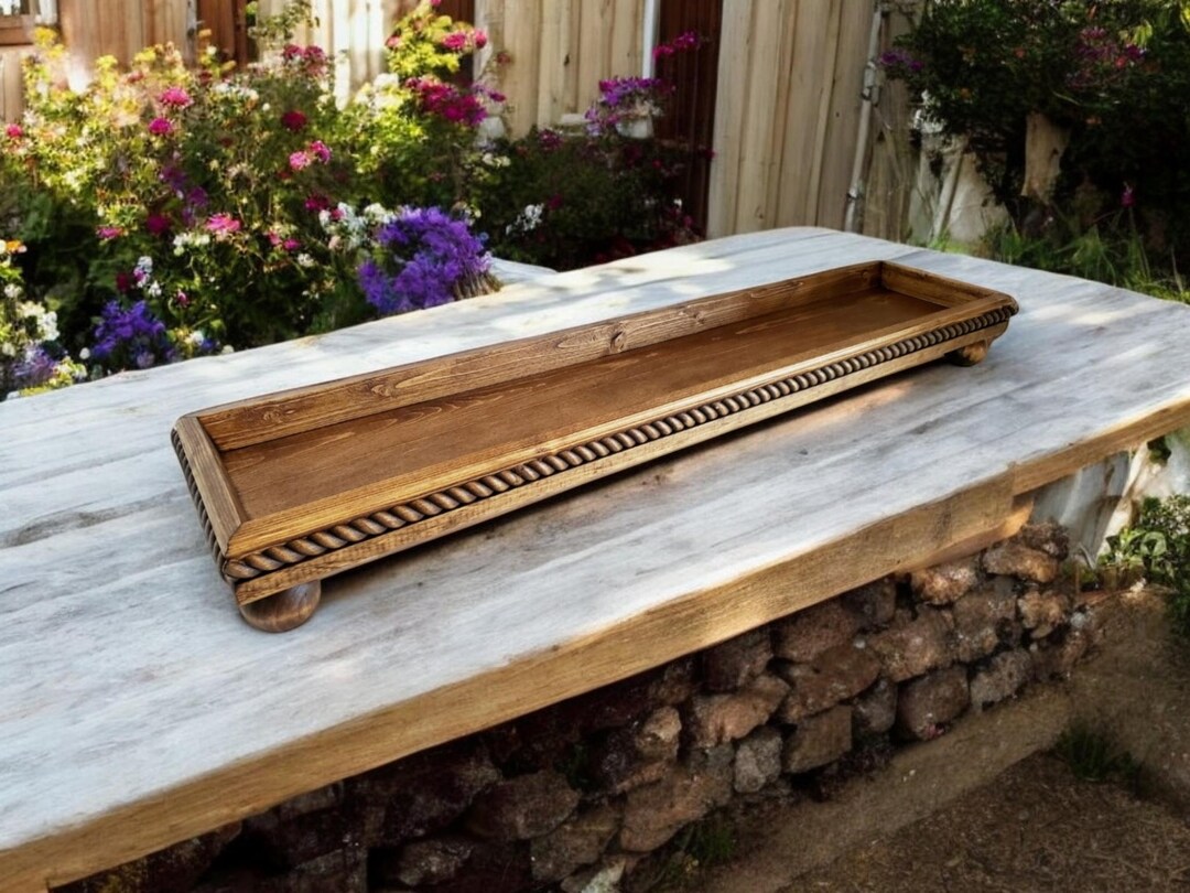Wooden Centerpiece Tray French Country Tray Mantle Tray Rustic Riser ...