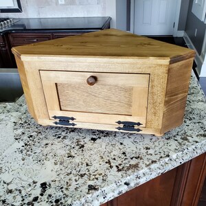 Corner Bread Box Wood Breadbox Kitchen Countertop Bread Box Farmhouse ...