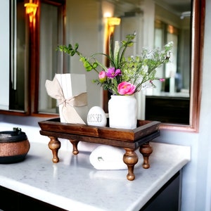 Footed Wood Riser, Wooden Tray, Bathroom Riser, Pedestal Tray ...