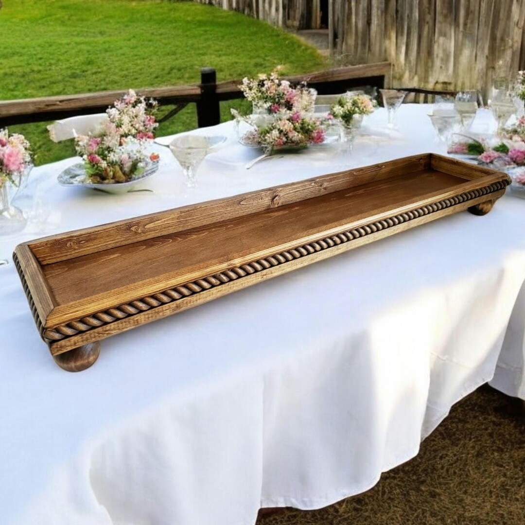 Wooden Centerpiece Tray French Country Tray Mantle Tray Rustic Riser ...