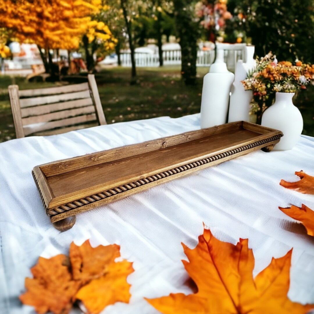 Wooden Centerpiece Tray French Country Tray Mantle Tray Rustic Riser ...
