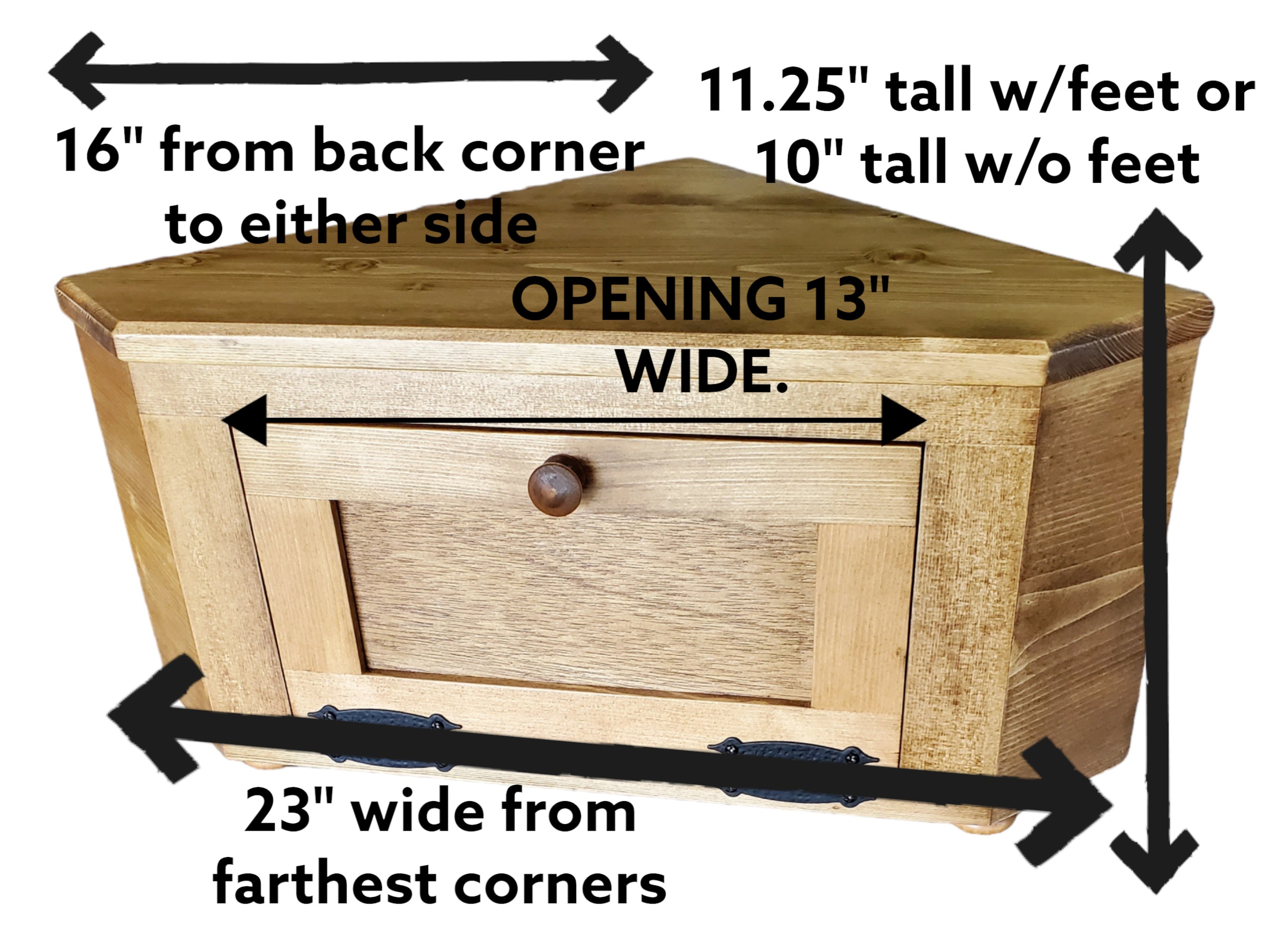 Corner Bread Box Wood Breadbox Kitchen Countertop Bread Box Farmhouse ...
