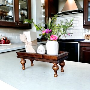 Footed Wood Riser, Wooden Tray, Bathroom Riser, Pedestal Tray ...