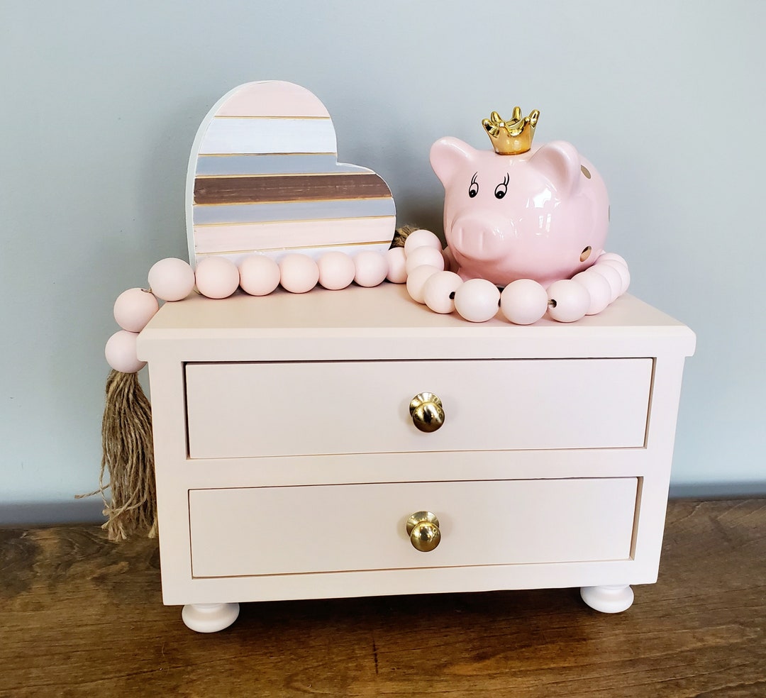 Pink Drawer Cabinet, Nursery Storage, Baby Jewelry Box With Drawers ...