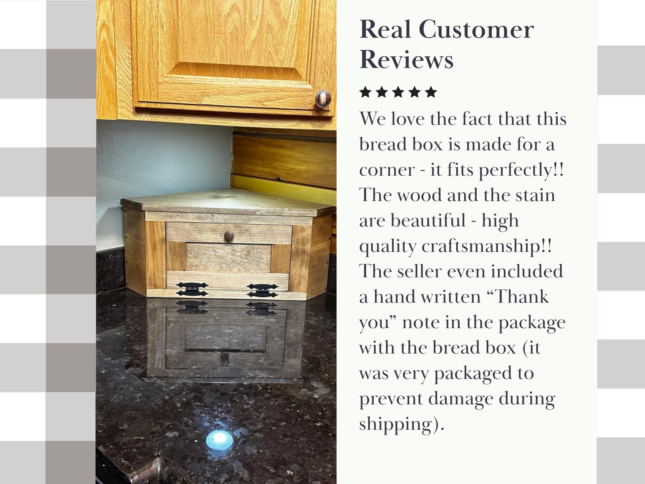 Corner Bread Box Wood Breadbox Kitchen Countertop Bread Box Farmhouse ...