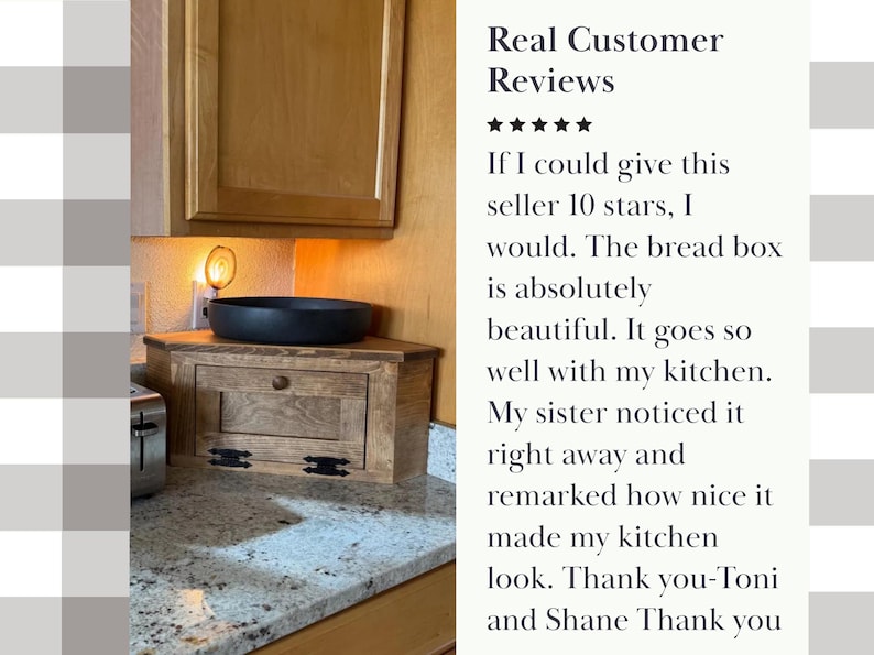 Corner Bread Box Wood Breadbox Kitchen Countertop Bread Box Farmhouse ...