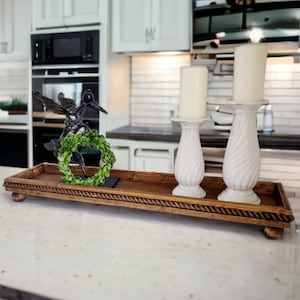 Wooden Centerpiece Tray French Country Tray Mantle Tray Rustic Riser ...