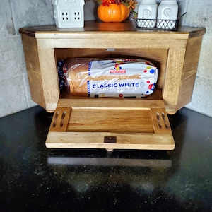 Corner Bread Box Wood Breadbox Kitchen Countertop Bread Box Farmhouse ...