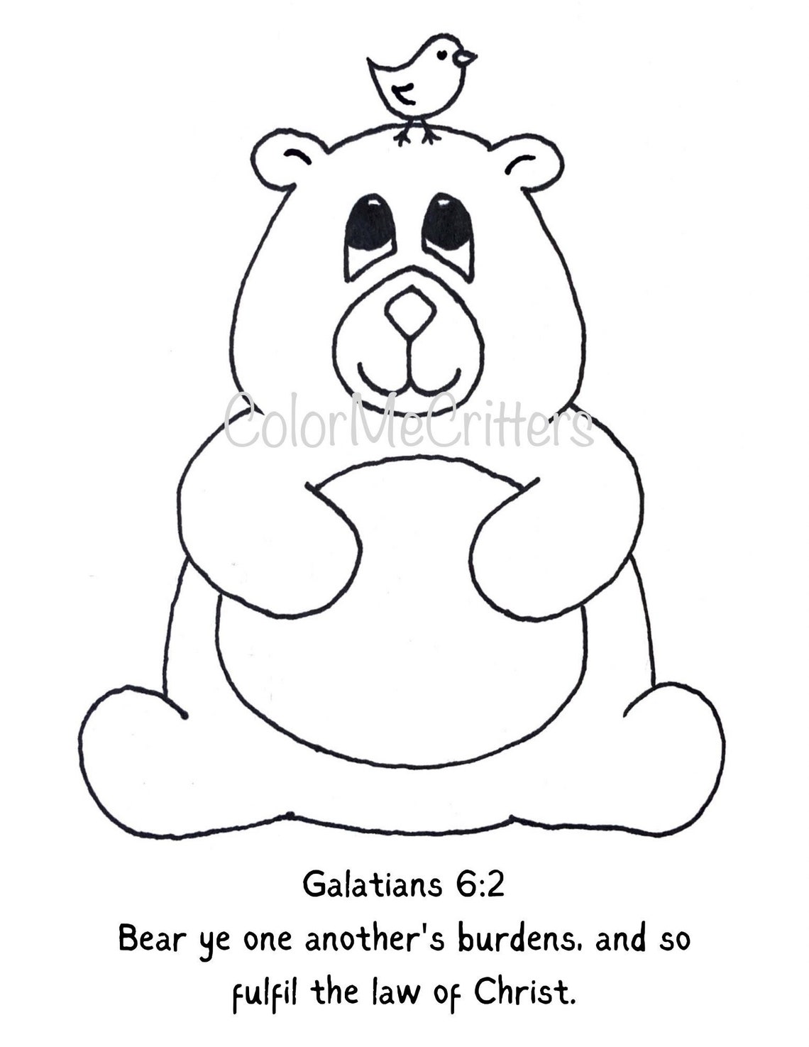 Printable Hand Drawn Bear and Bird Kids KJV Bible Coloring - Etsy