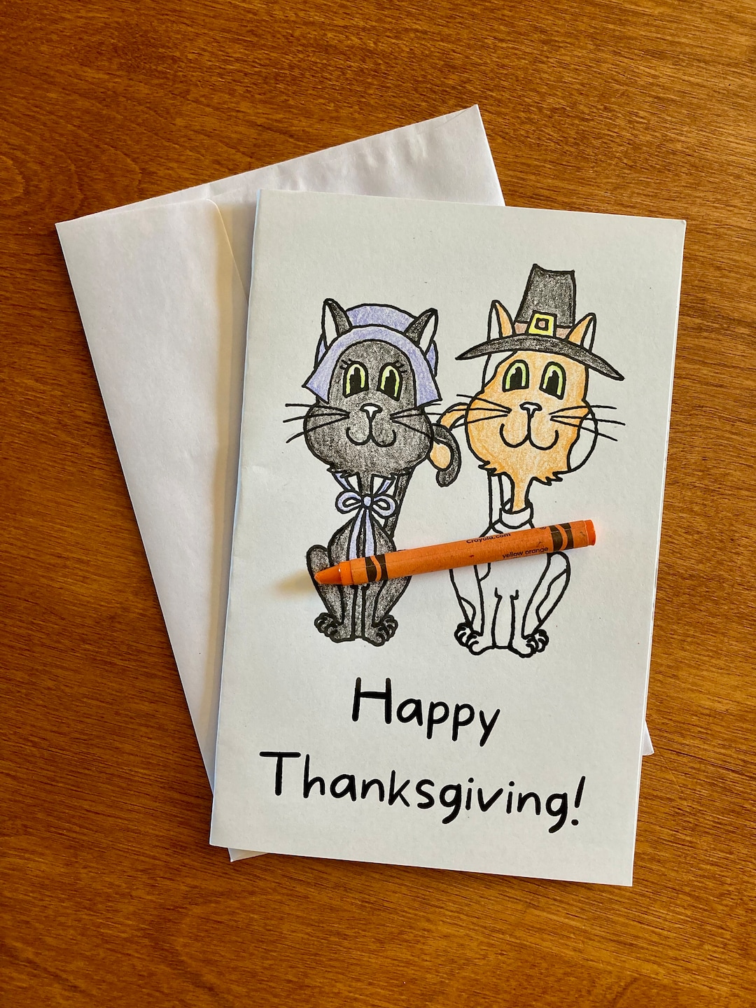Printable Hand Drawn Thanksgiving Pilgrim Cats Kids Coloring - Etsy