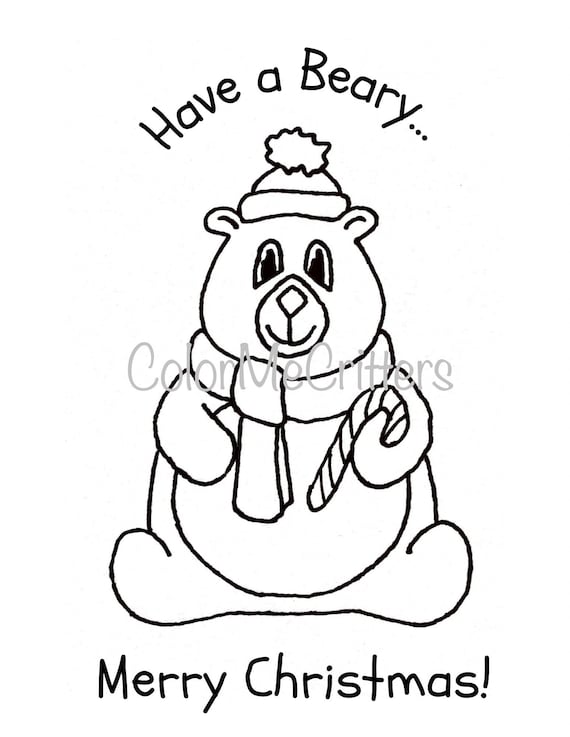 Christmas Teddy Bear Coloring Page