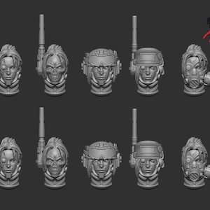 Space Trooper Heads Female B Conversion Bits X 10 - Etsy