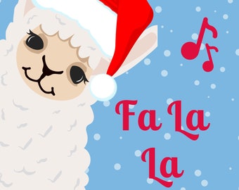 Printable Christmas Art, Llama Santa, Fa La La Llama, Pink Christmas ...