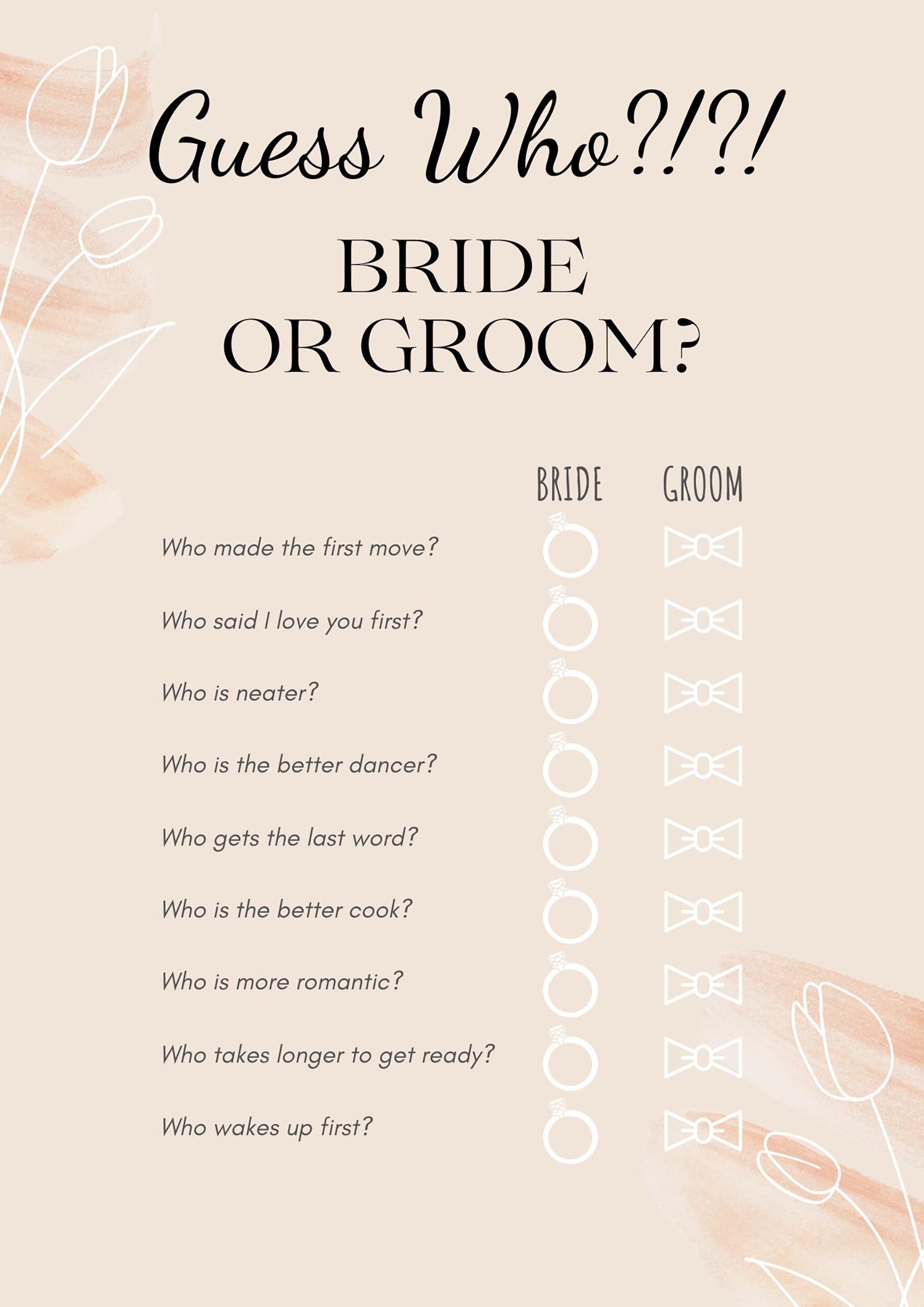 Bride or Groom Guess Who - Etsy