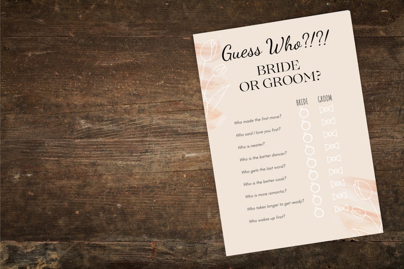 Bride or Groom Guess Who - Etsy