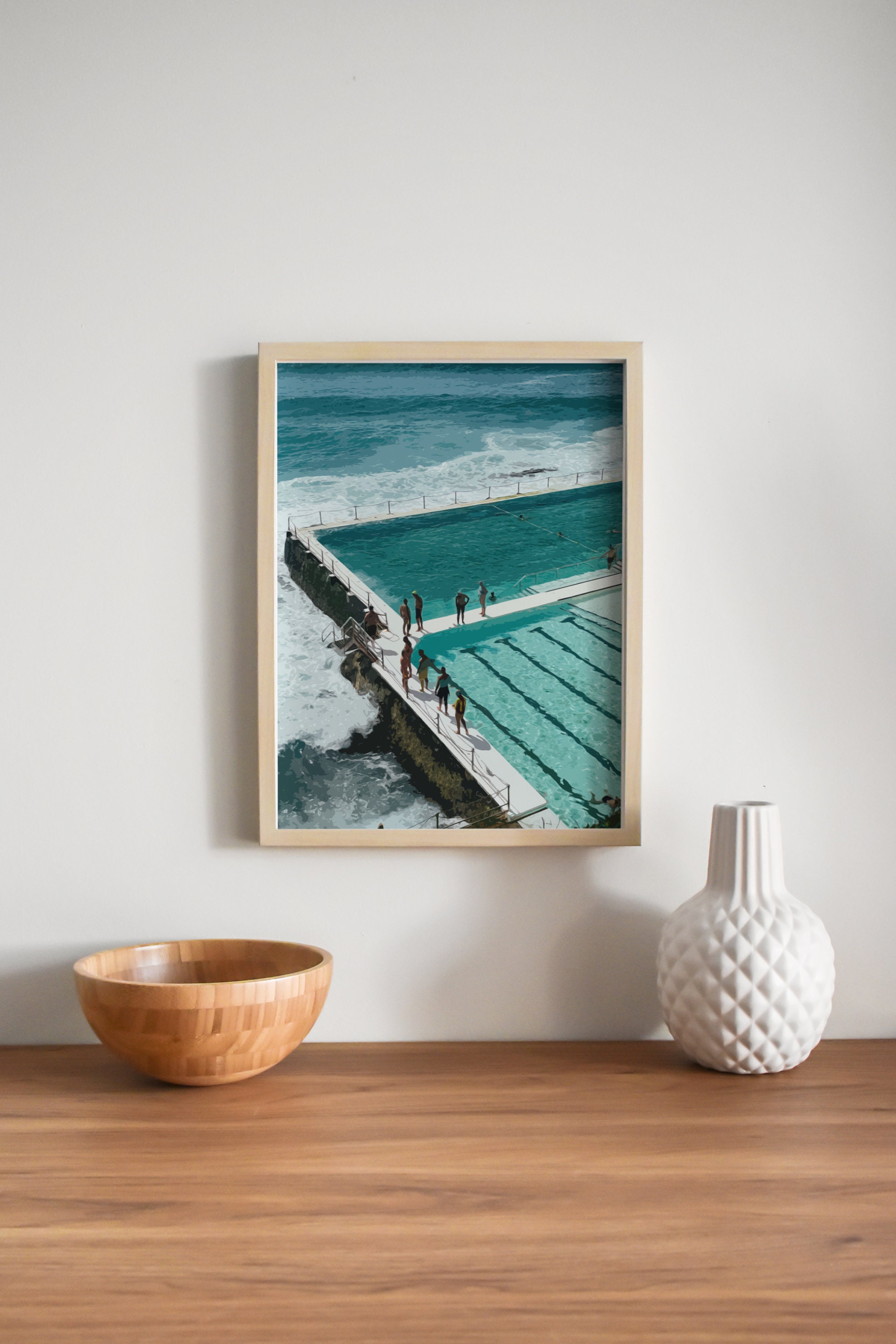Bondi Pools Sydney Digital Poster, Digital Wall Art, Bondi Baths Sydney ...