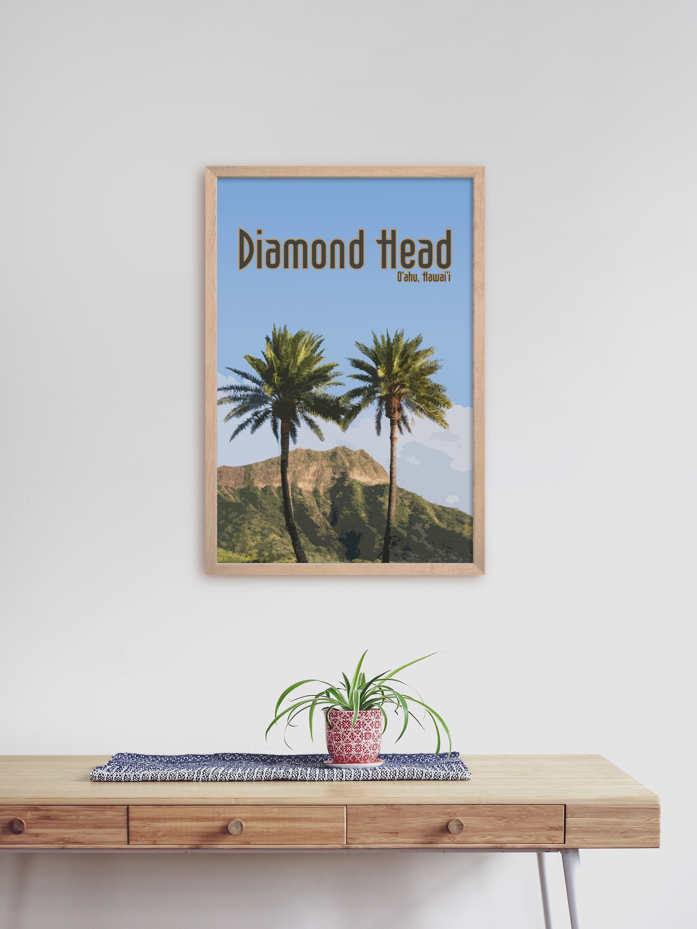 Hawaii Poster Oahu Poster Diamond Head Travel Poster - Etsy