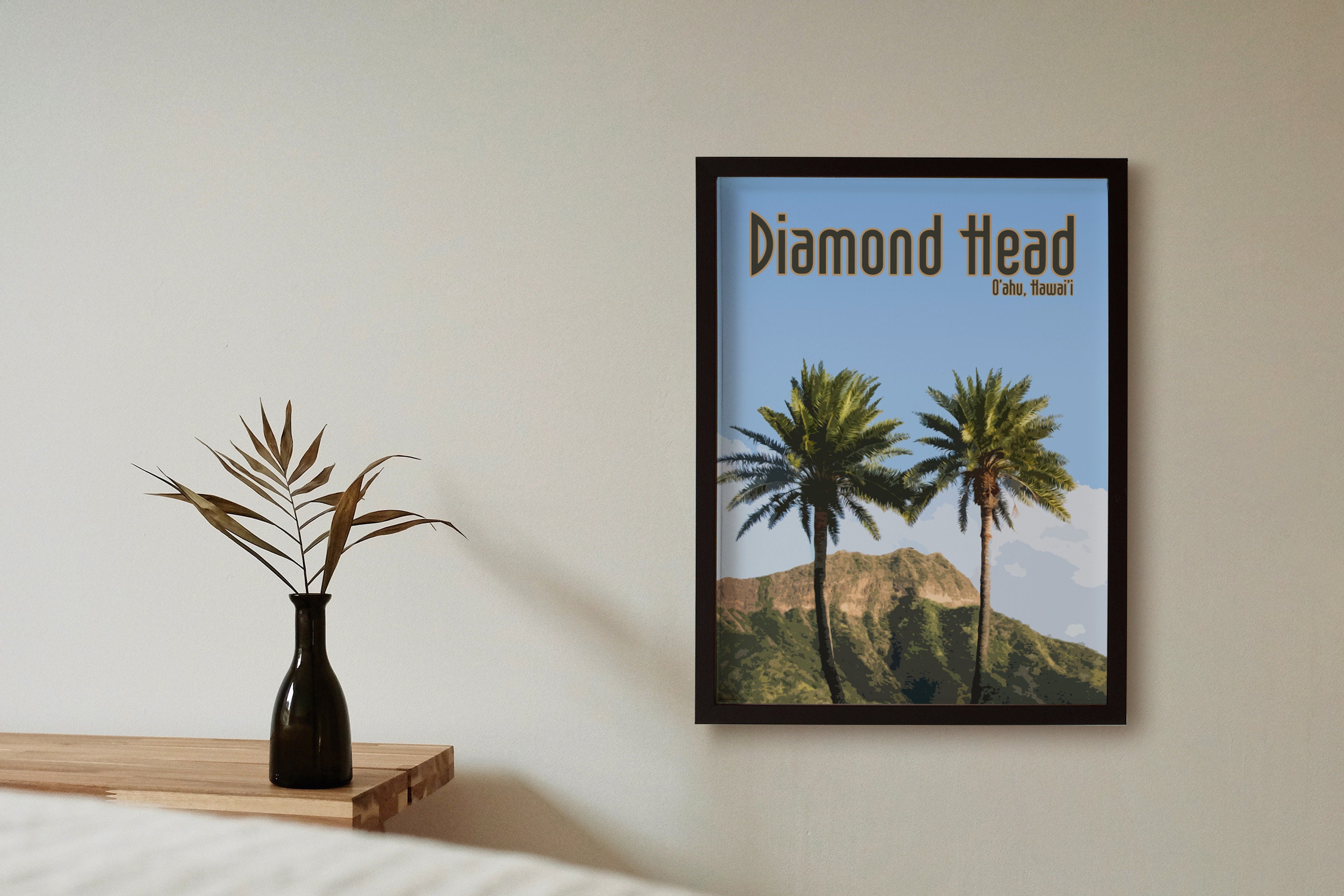 Hawaii Poster Oahu Poster Diamond Head Travel Poster - Etsy