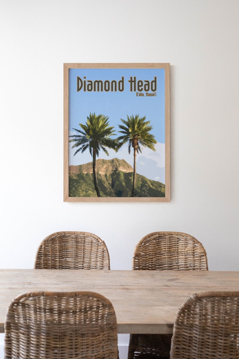 Hawaii Poster, Oahu Poster, Diamond Head, Travel Poster, Digital Wall ...