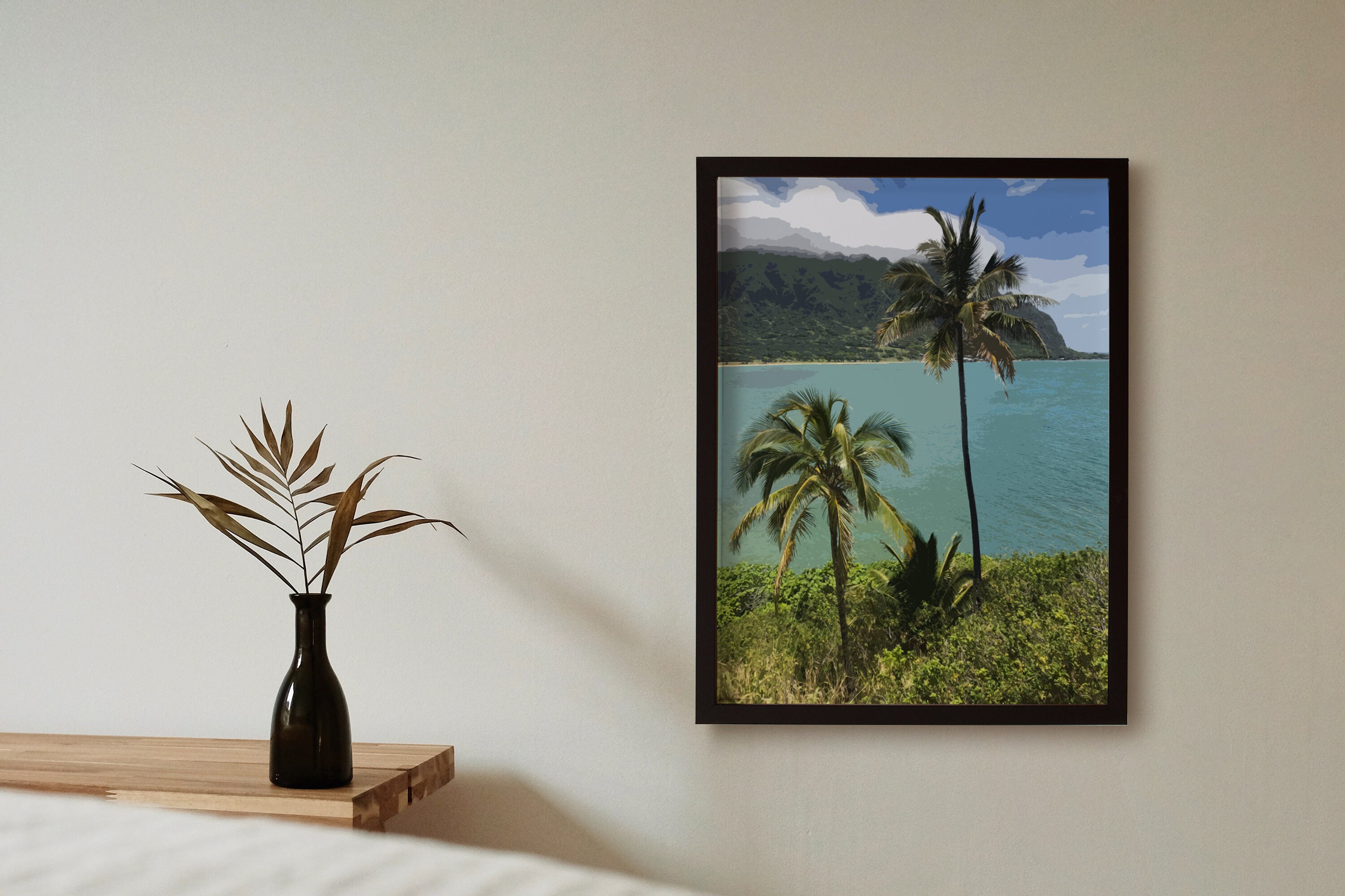 Oahu Hawaii Palm Trees Digital Poster, Digital Wall Art, Oahu Hawaii ...