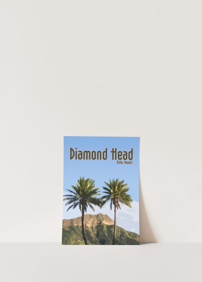 Hawaii Poster, Oahu Poster, Diamond Head, Travel Poster, Digital Wall ...
