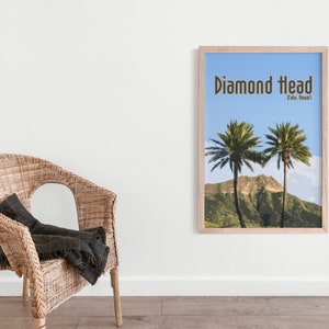 Hawaii Poster, Oahu Poster, Diamond Head, Travel Poster, Digital Wall ...