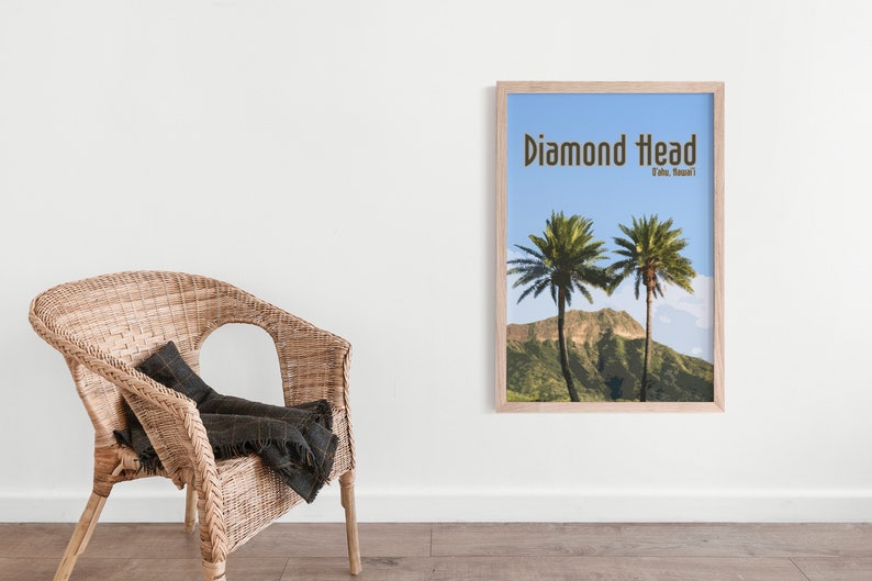 Hawaii Poster, Oahu Poster, Diamond Head, Travel Poster, Digital Wall ...