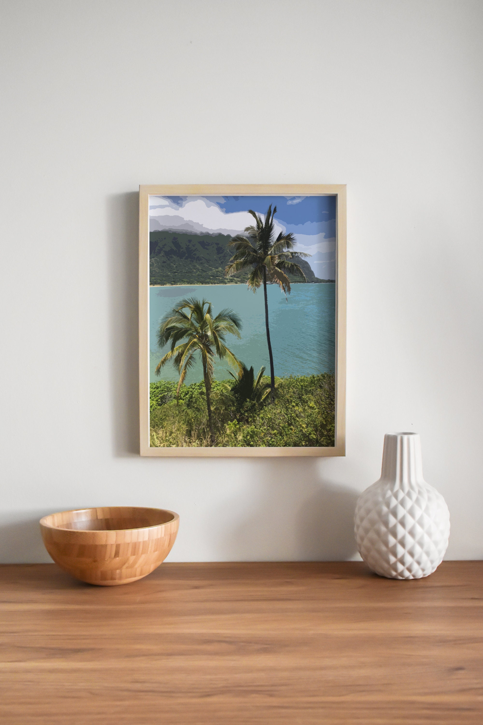 Oahu Hawaii Palm Trees Digital Poster, Digital Wall Art, Oahu Hawaii ...
