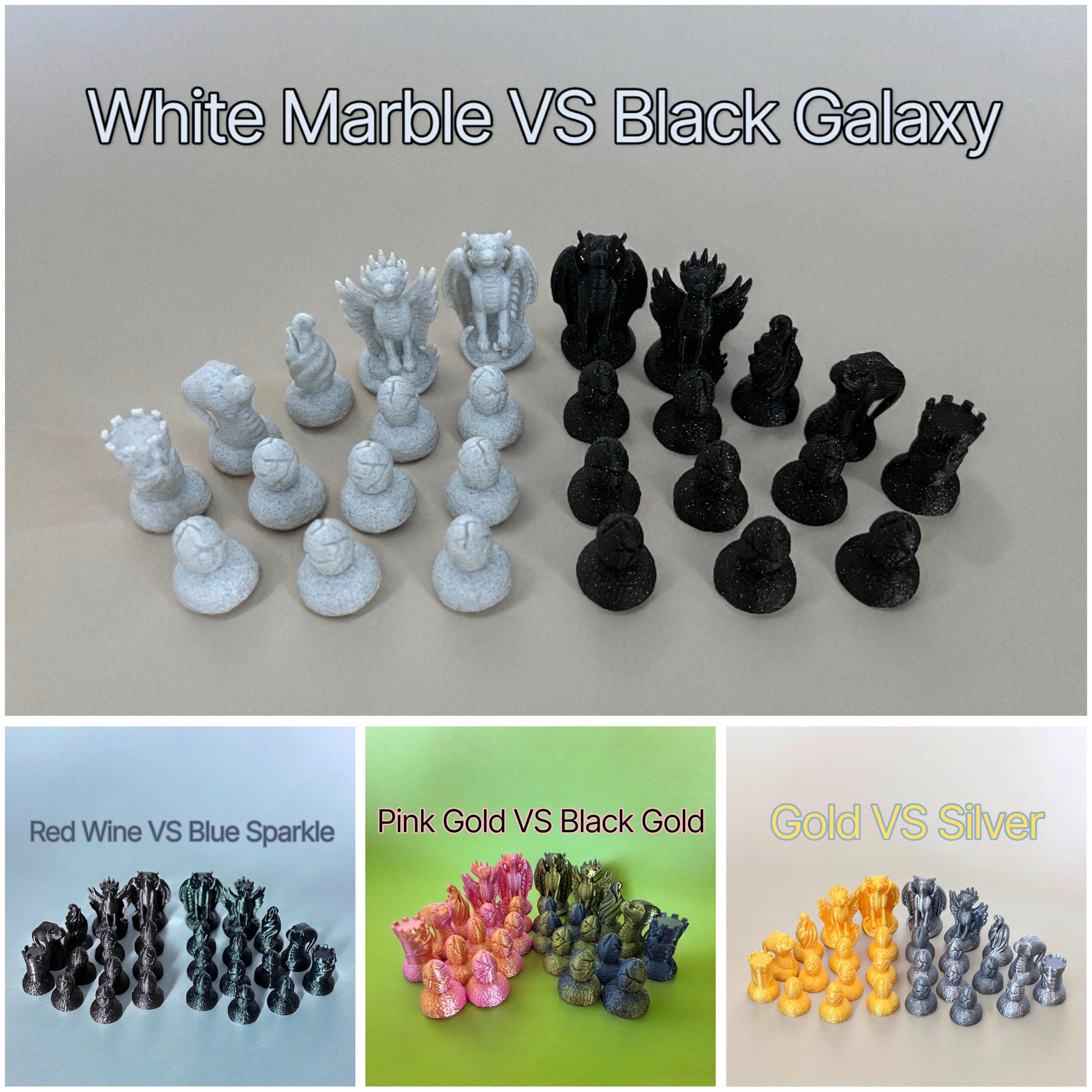 Dragon Chess Set 3D Printed Chess Set Chess Set Themed Chess Set Full ...